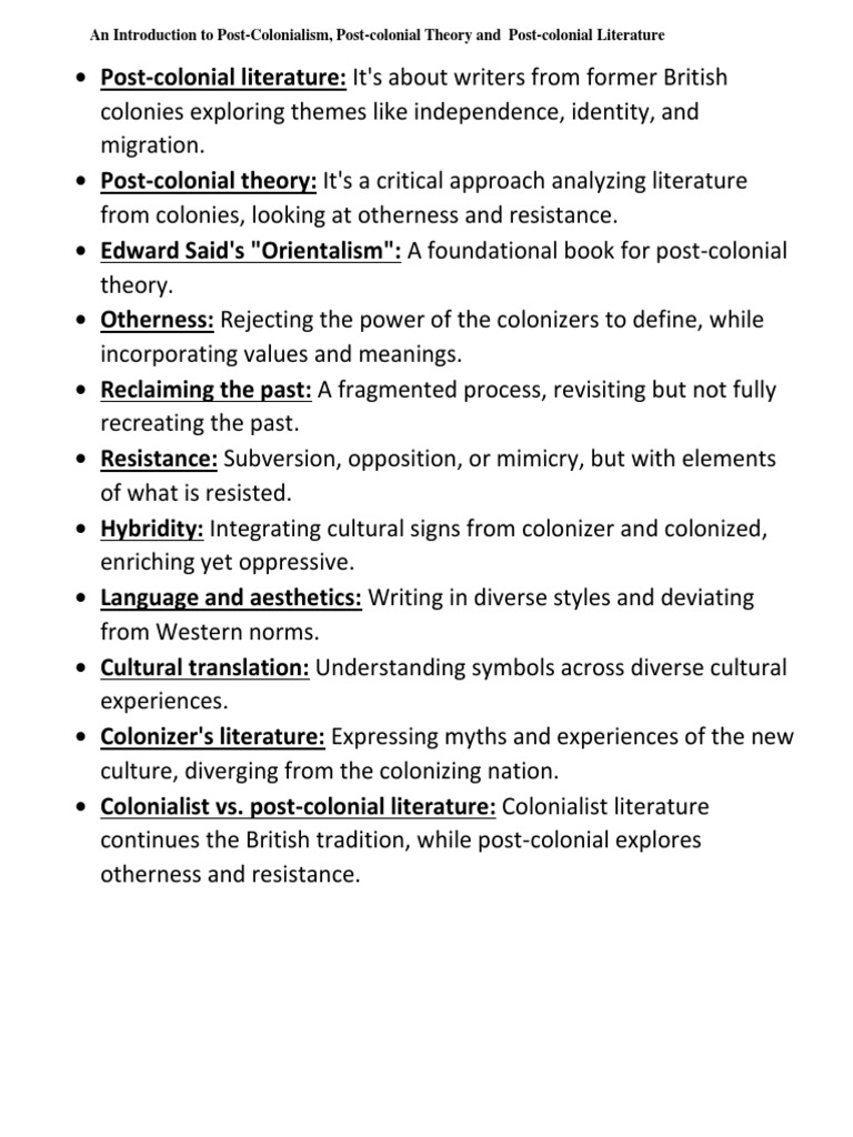 An Introduction To Post-Colonialism, Post-Colonial Theory and Post ...