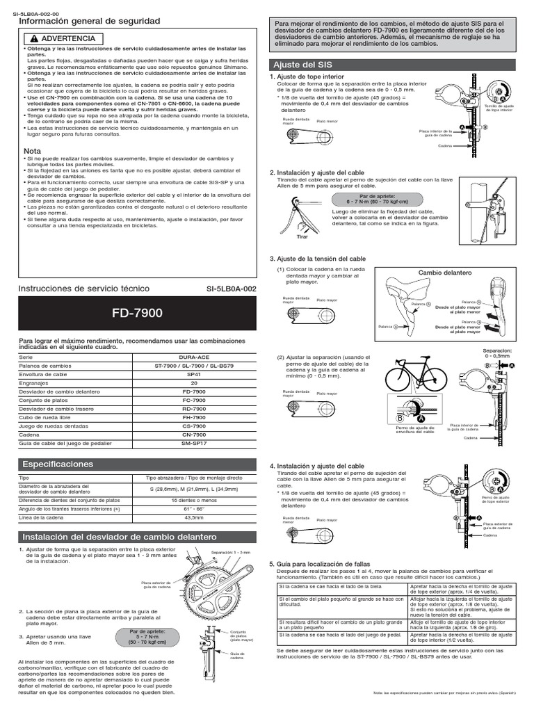 Manual Desviador Dura-Ace 7900 | PDF