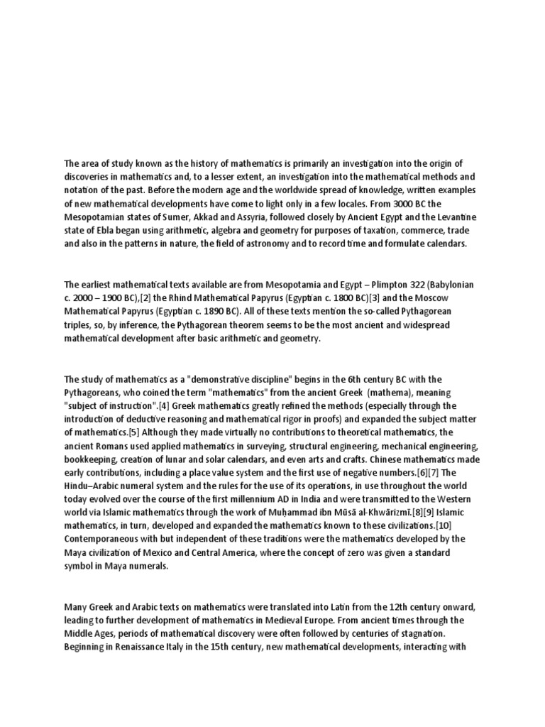 The Area of Study Known As The History of Mathematics Is Primarily An ...