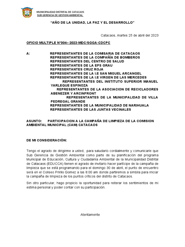 Oficio Multiple #004 | PDF