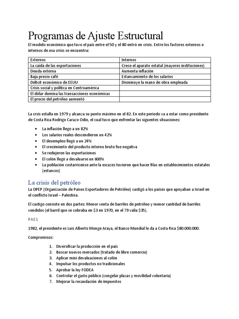 Programas de Ajuste Estructural | PDF