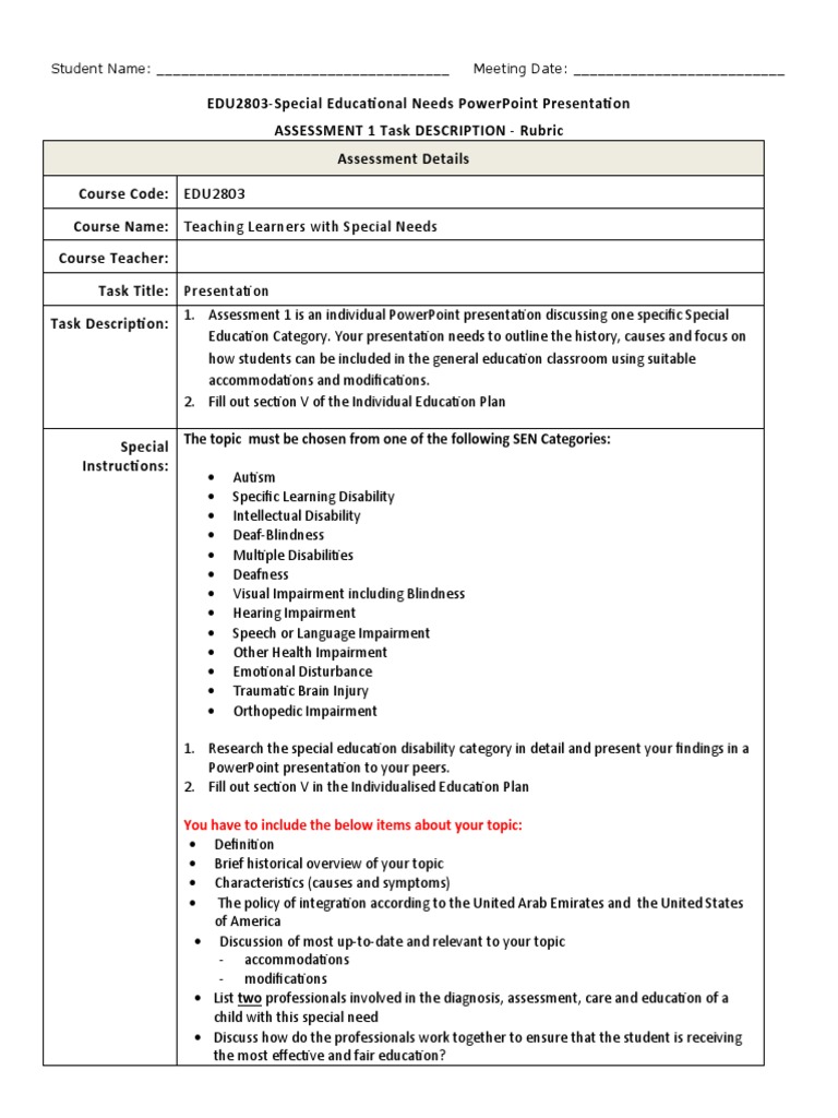 AS 1 - Oral Assessment | PDF | Individualized Education Program ...