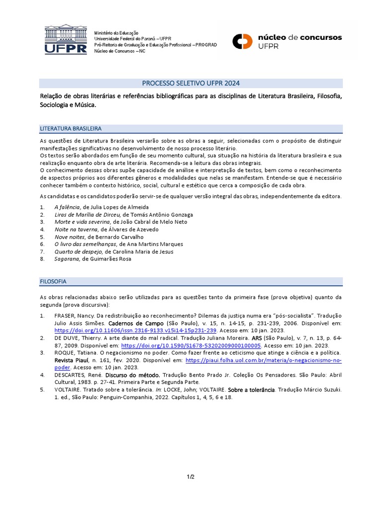 UFPR Obras 2024 | PDF