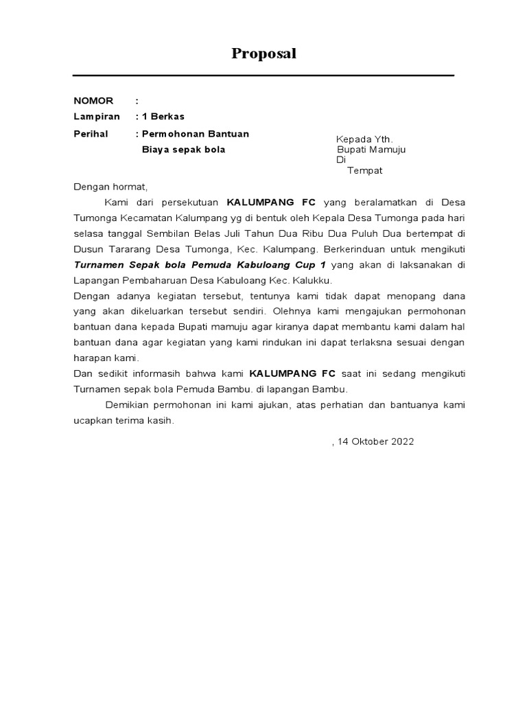 Proposal Untuk Bupati Contoh | PDF