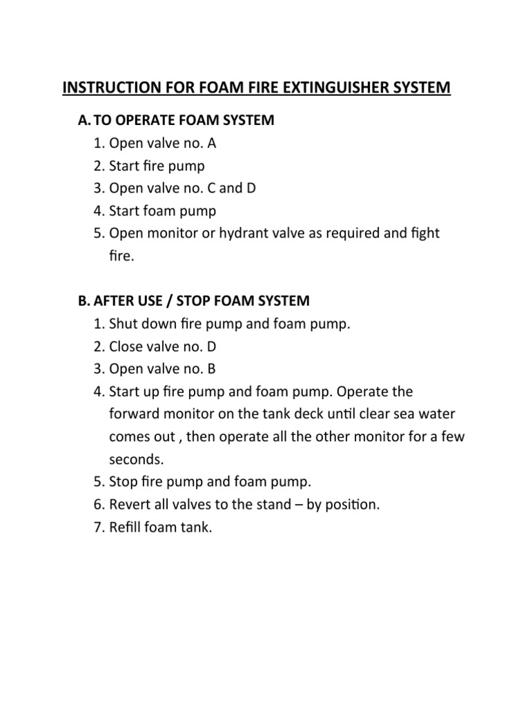 Instruction For Foam Fire Extinguisher System | PDF