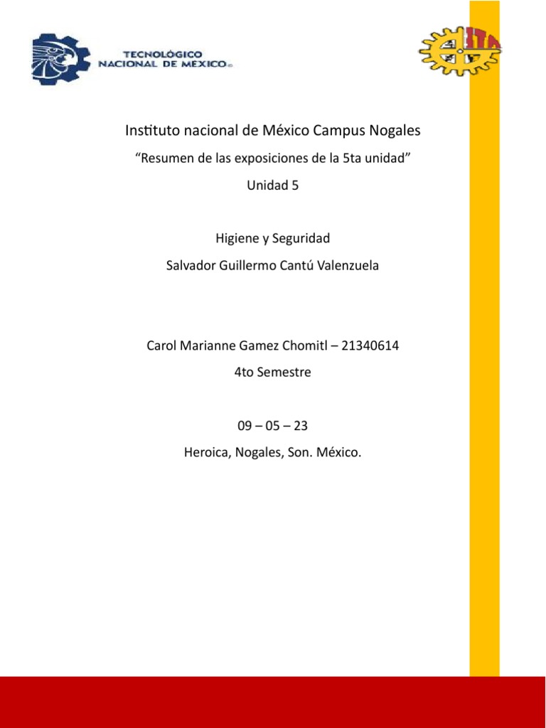 Resumen Expocisiones U5 | PDF | Toxicología | Temperatura