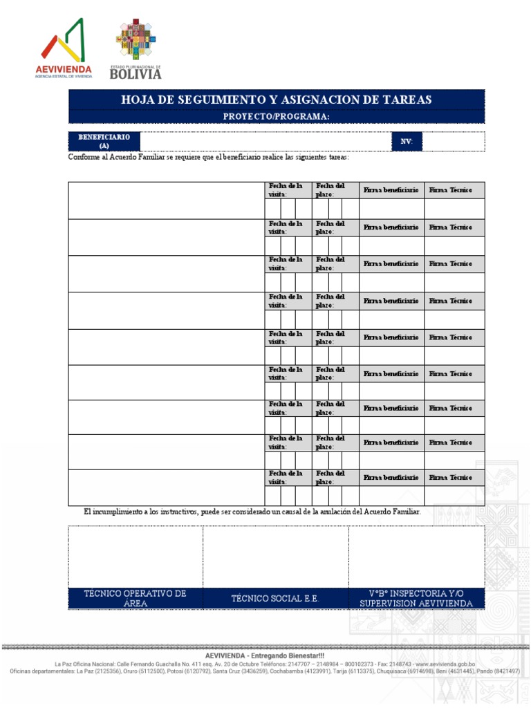 Hoja de Seguimiento y Asignacion de Tareas | PDF