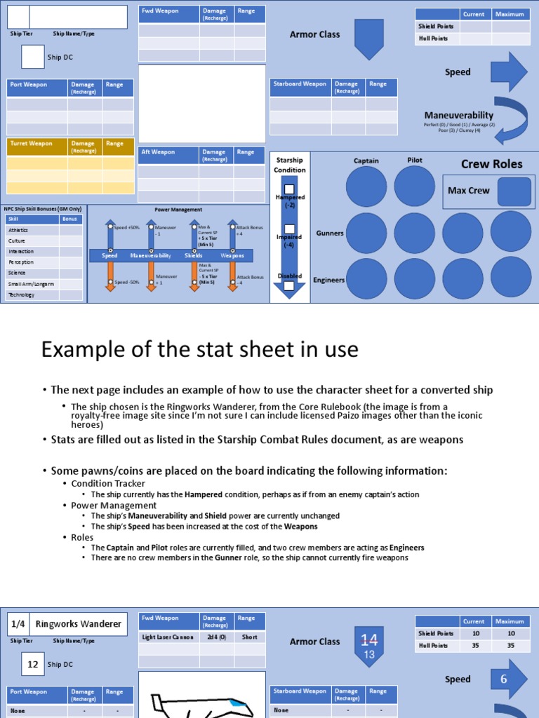 Starship Stat Sheet (Sample) | PDF | Gun Turret | Ships
