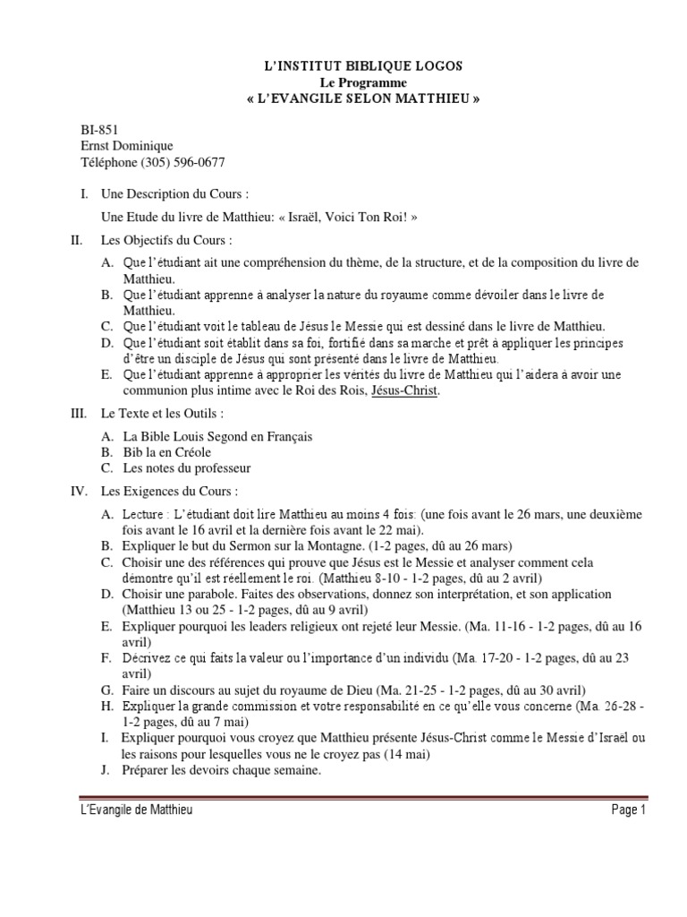 Étude de l'Évangile selon Matthieu | PDF | Évangile selon Matthieu ...
