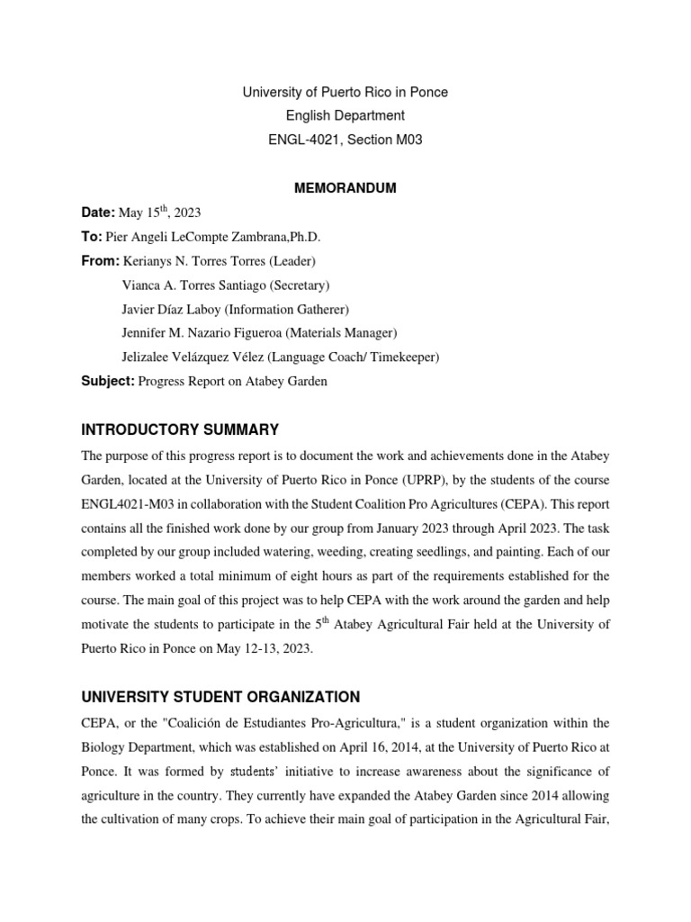Progress Report | PDF | Weed | Soil