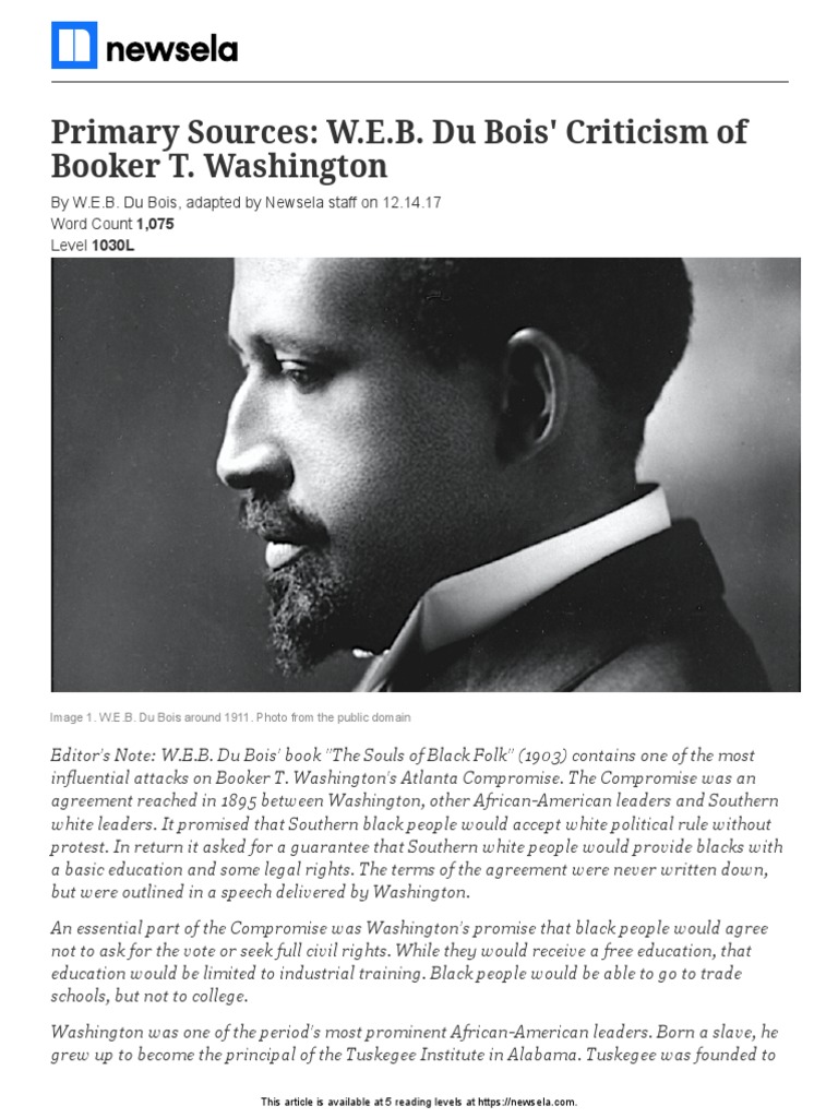 U Bois Booker Washington Article - and - Quiz | PDF | History