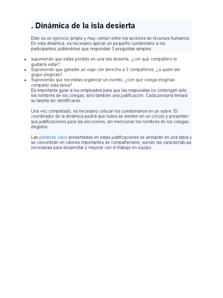 Dinámica de La Isla Desierta | PDF