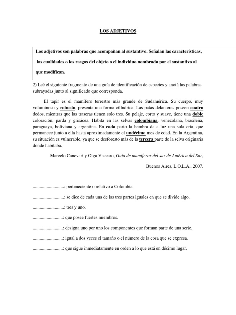 Adjetivos Pdf Limón Adjetivo