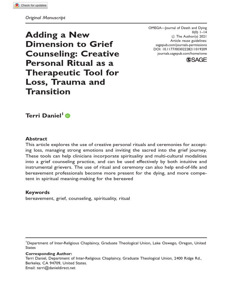 Adding A New Dimension To Grief Counseling: Creative Personal Ritual As ...