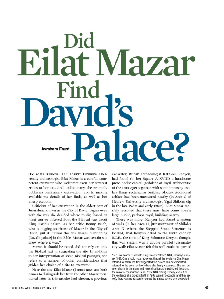 Did Eilat Mazar Find Davids Palace Bibli | PDF