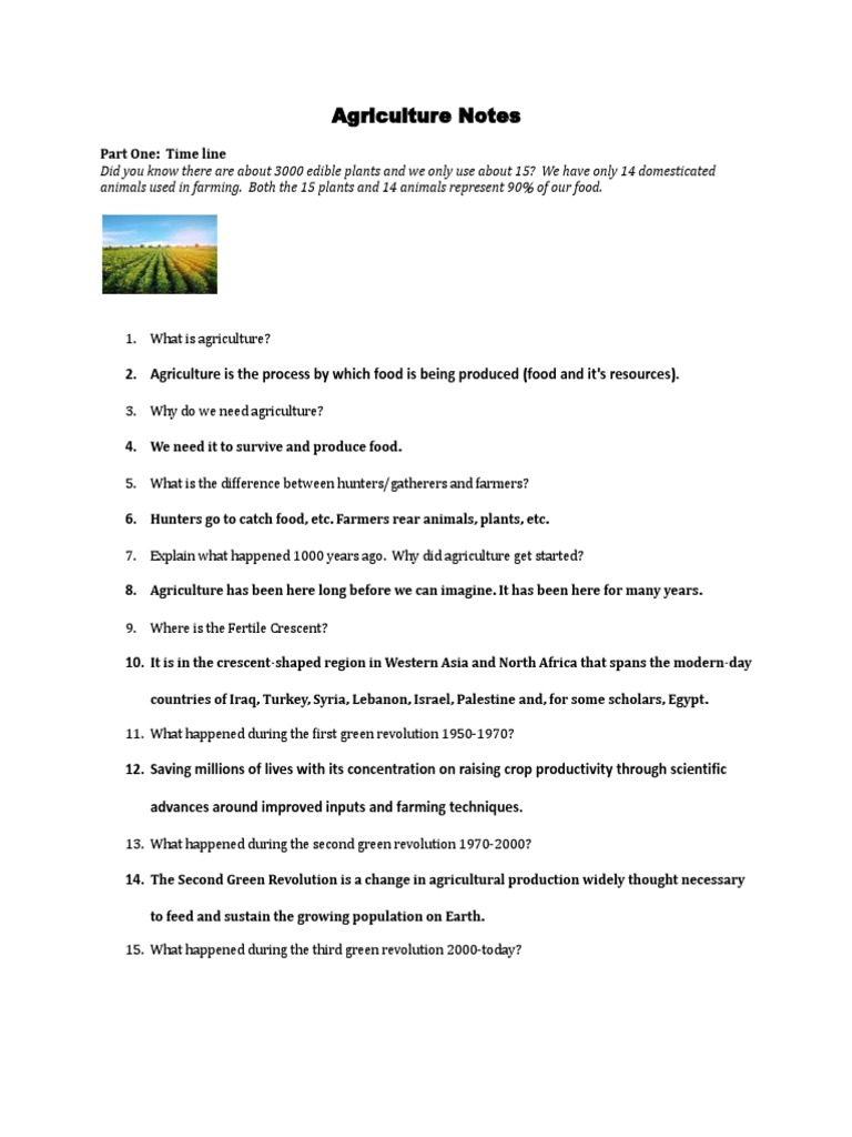 Section Part 1&2 Agric | PDF | Agriculture | Green Revolution