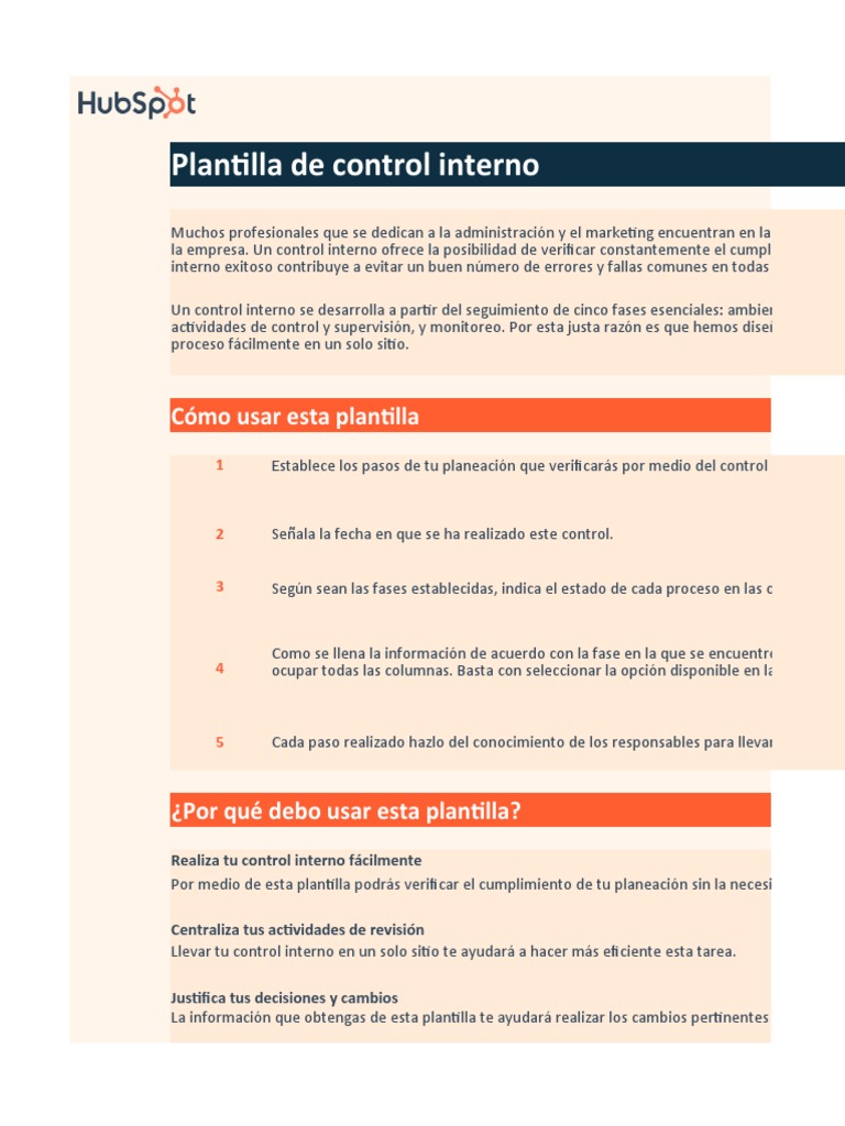 Plantilla Eficiente de Control Interno | PDF | Planificación