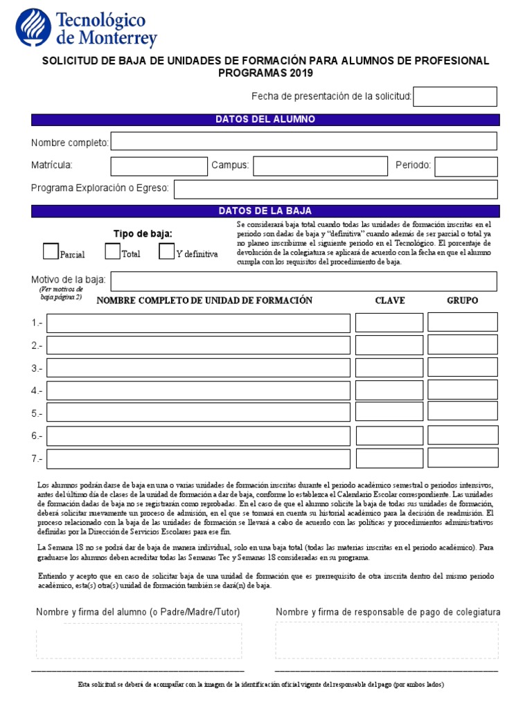 Formato Bajas TEC21 Feb 2021 | PDF