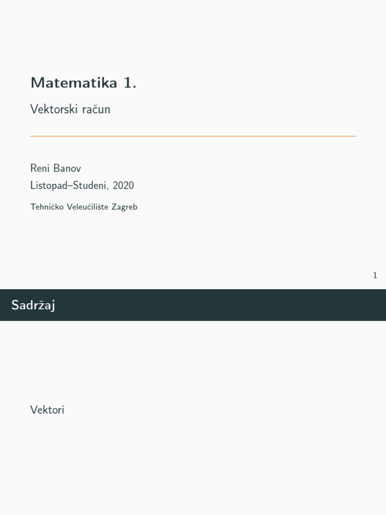 Vektorski Racun | PDF