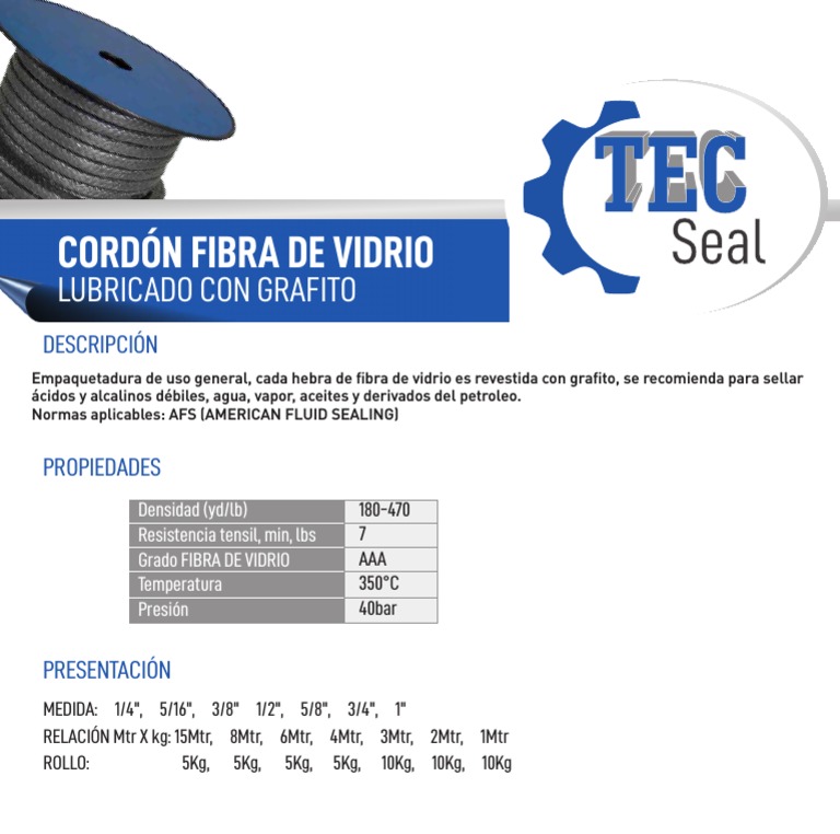 Cordon Fibra de Vidrio Lubricado Con Grafito - 1 | PDF