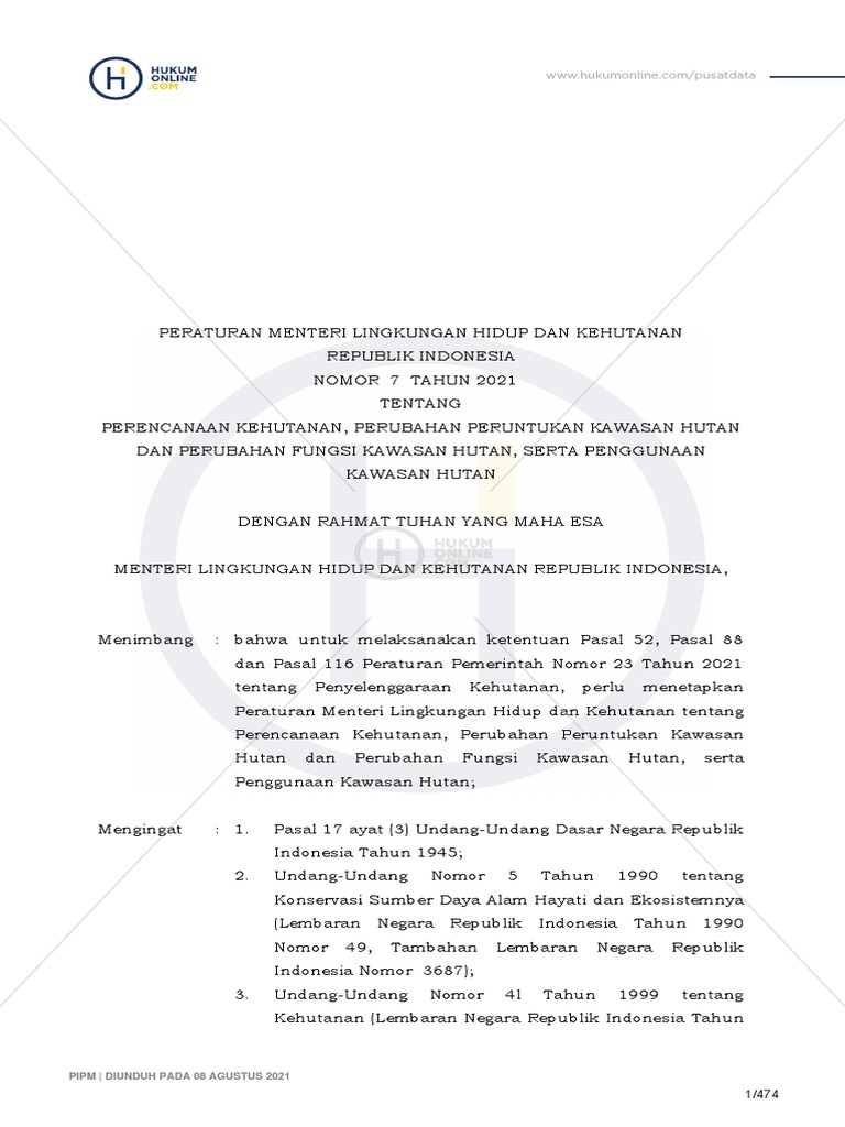 Permen LHK 7 Tahun 2021 | PDF