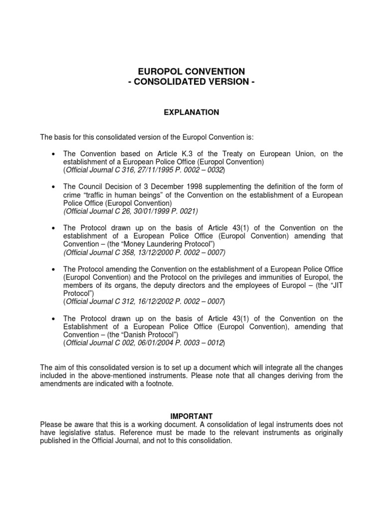 Euro Pol Convention Cons | PDF | European Convention On Human Rights ...