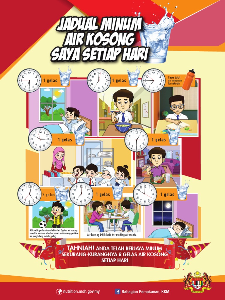Poster - Jadual Minum Air Kosong Saya Setiap Hari | PDF