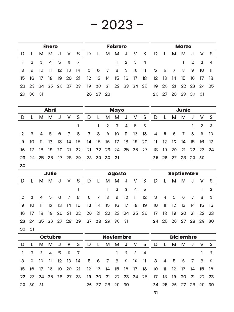 A5 - Calendarios 2023, 2024, 2025 y 2026 | PDF