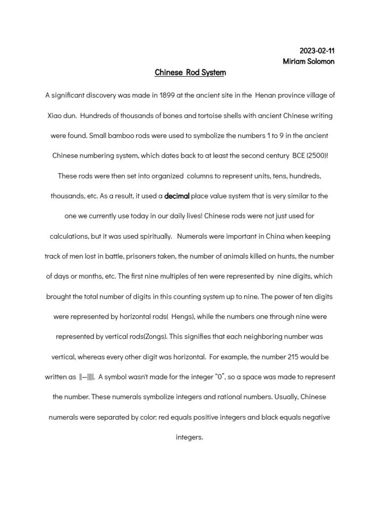 Chinese Rod System | PDF | Numbers | Decimal