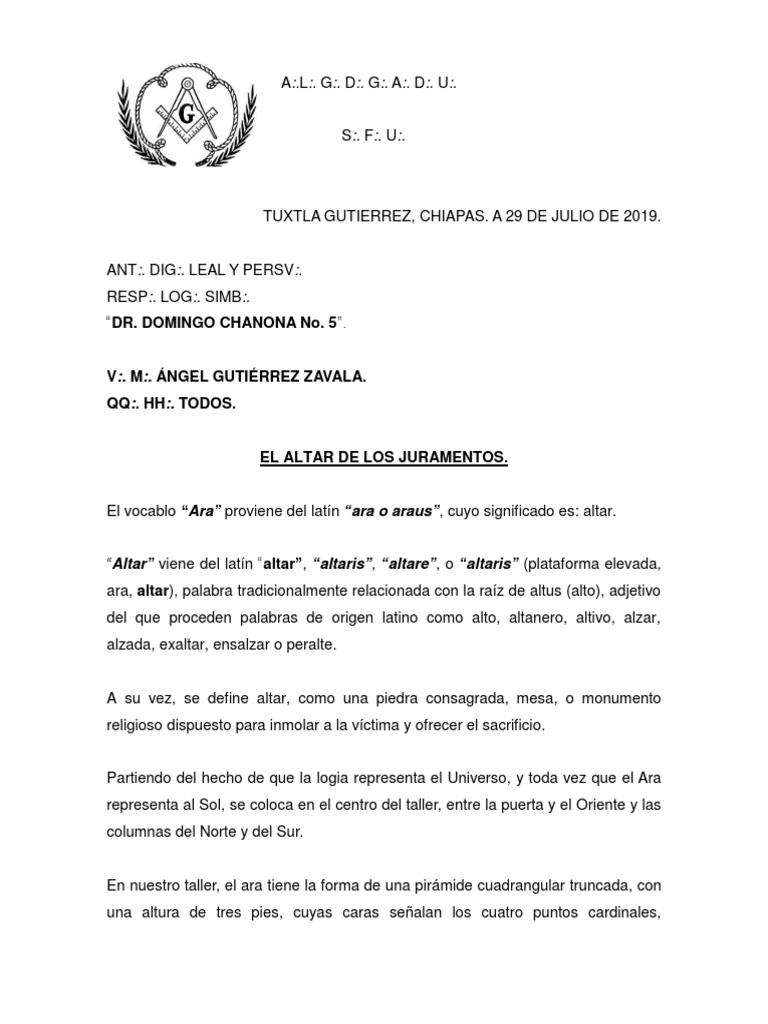 EL ARA | PDF | Altar | Masonería