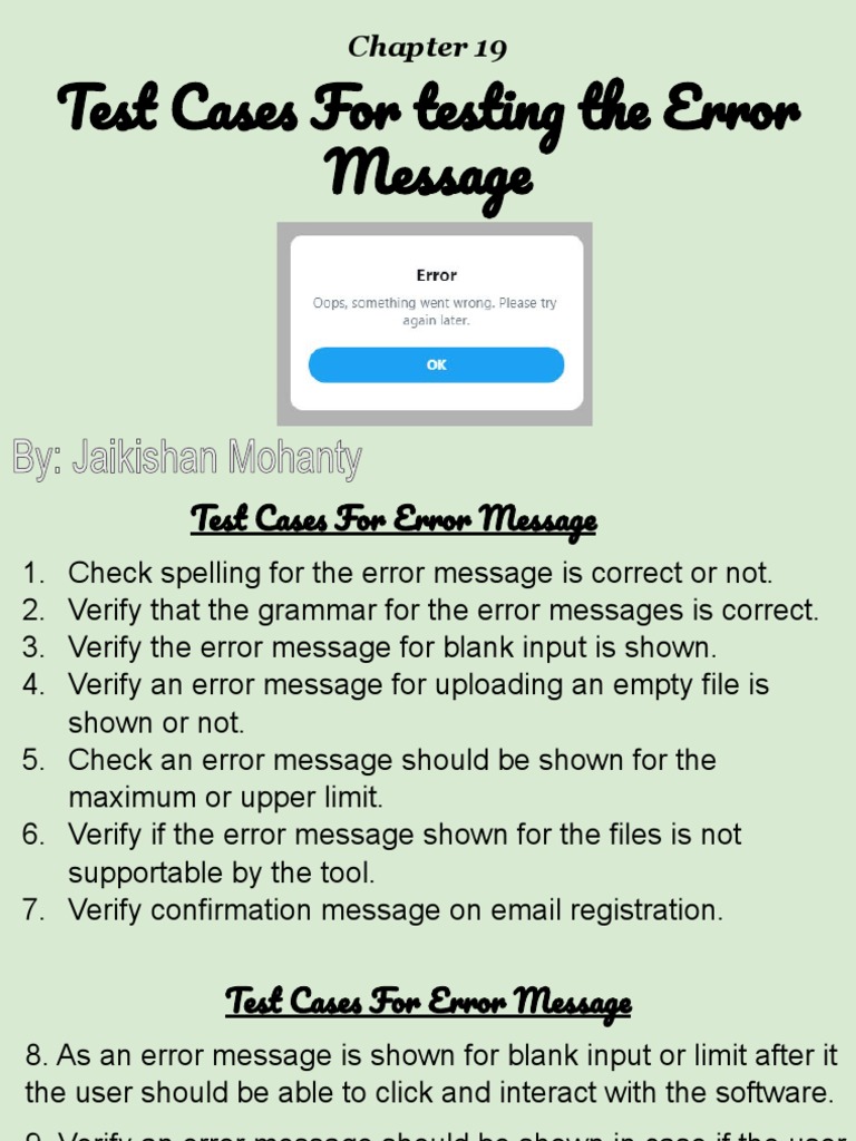 Error Message Test Cases | PDF | Letter Case | Internet