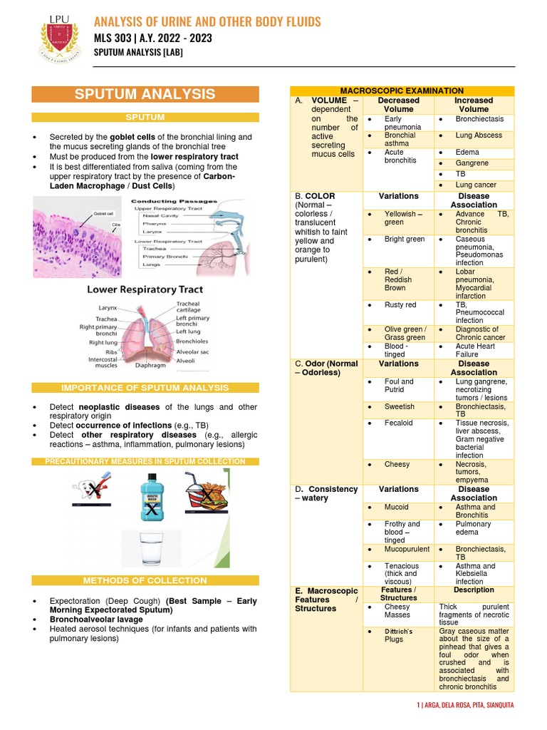A9 - SPUTUM ANALYSIS | PDF