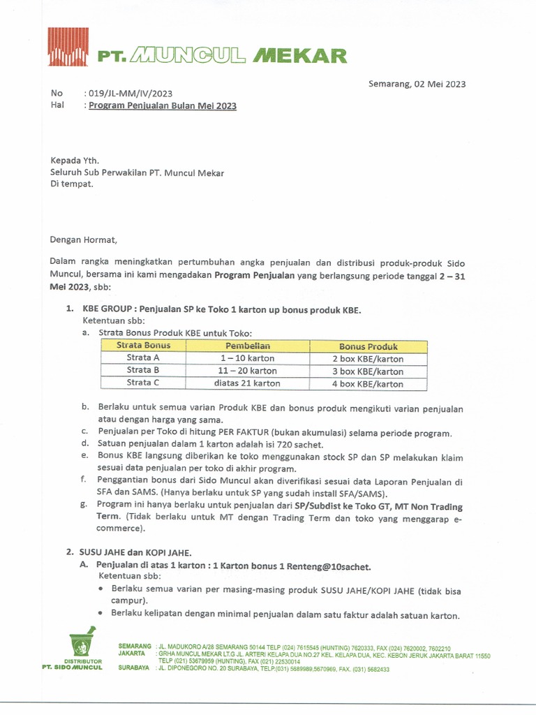 Program Penjualan Bulan Mei 2023 - REVISI - 230504 - 082954 | PDF