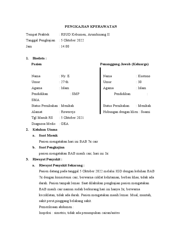 ASKEP GEA (Sistem Pencernaan) - Arumbinang II | PDF | Sains & Matematika