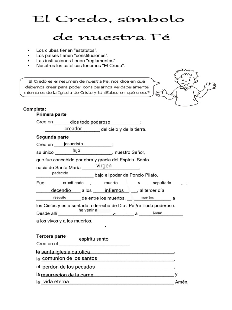 El Credo, Simbolo de Nuestra Fe | PDF | María, madre de Jesús ...