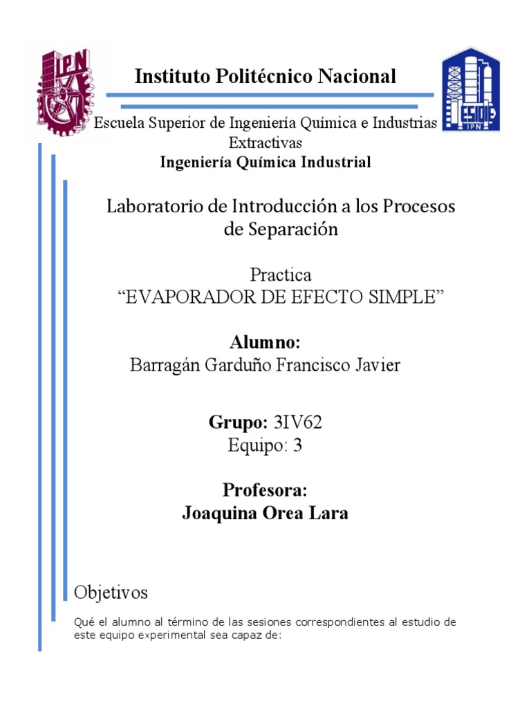 Practica Ips Simple Efecto | PDF | Bomba | Vapor de agua Practica Ips Simple Efecto | PDF | Bomba | Vapor de agua