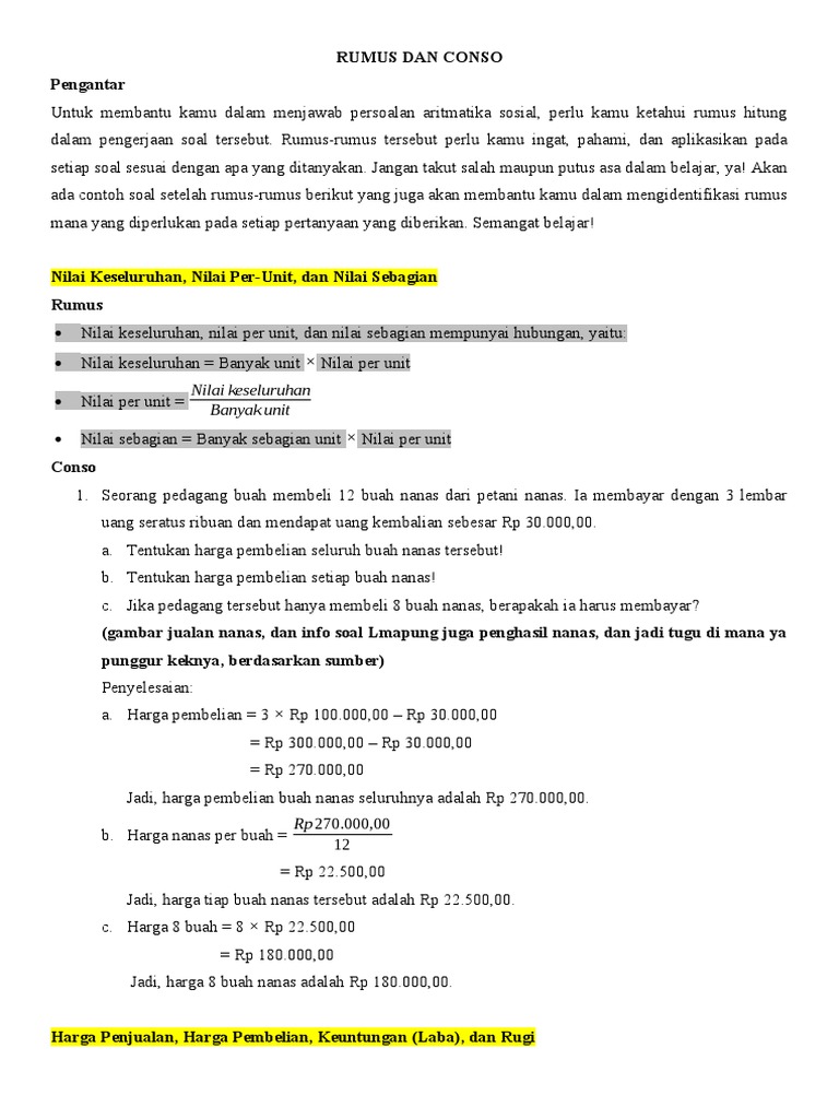 Rumus Dan Conso GEMAS | PDF