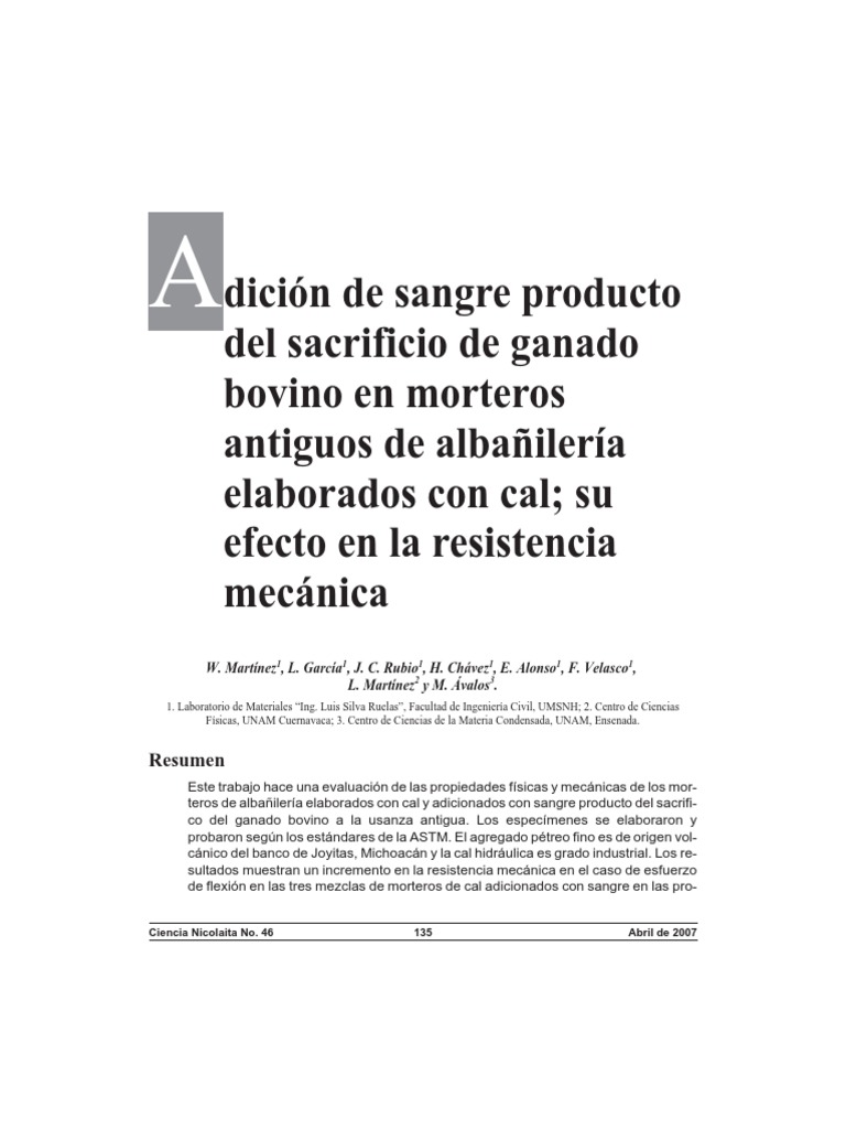 CN46-135 Morteros Con Sangre | PDF | Caliza | Mortero (Albañilería)
