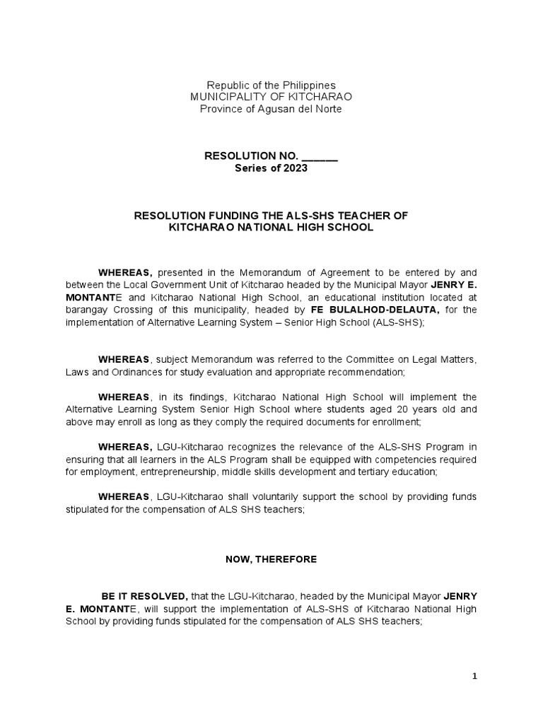 Lgu Resolution Budget | PDF