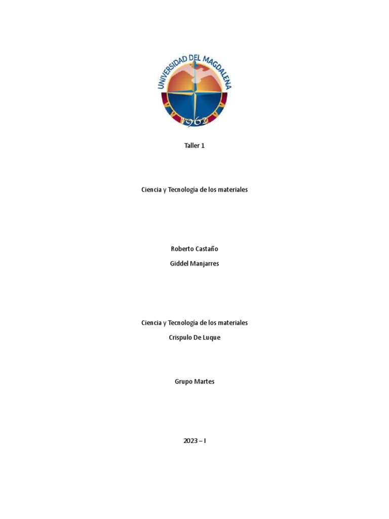 Taller 1 - Roberto Castano - Giddel Manjarres | PDF | Enlace químico ...