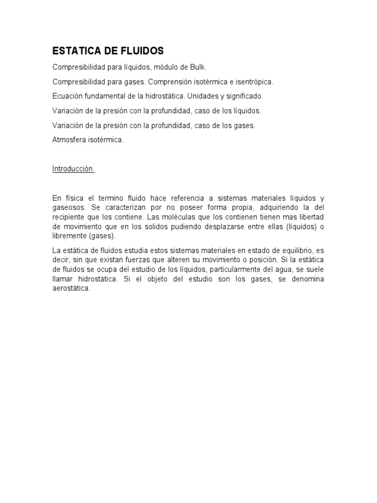 Estatica de Fluidos | PDF