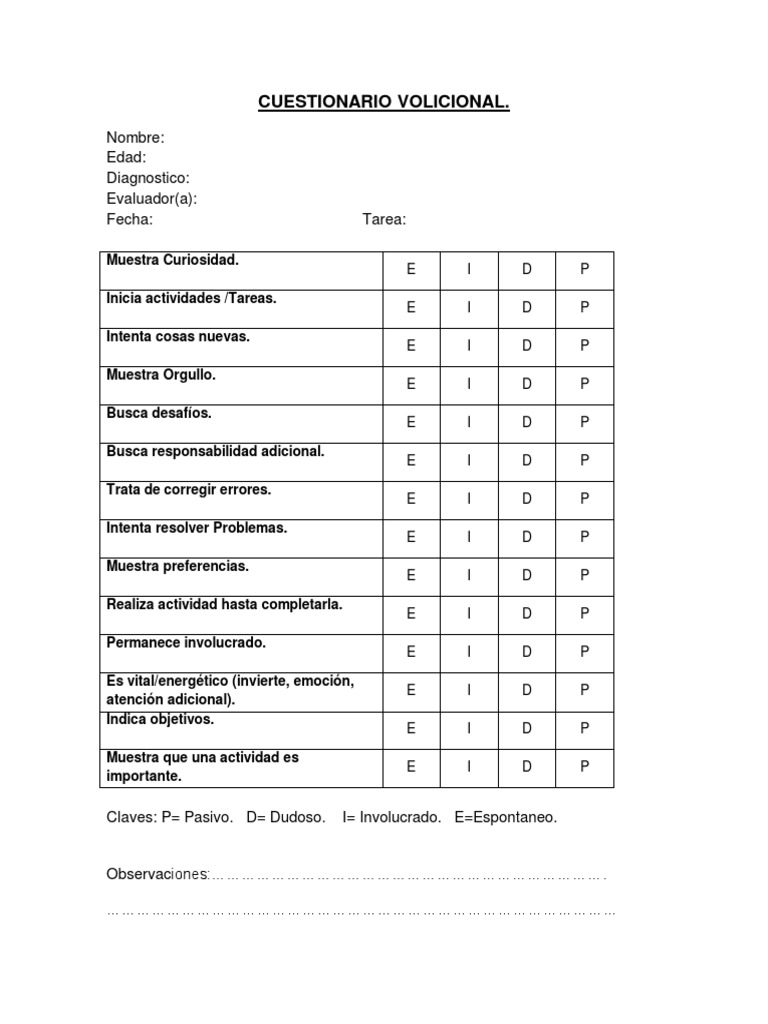 22 Cuestionario Volicional | PDF
