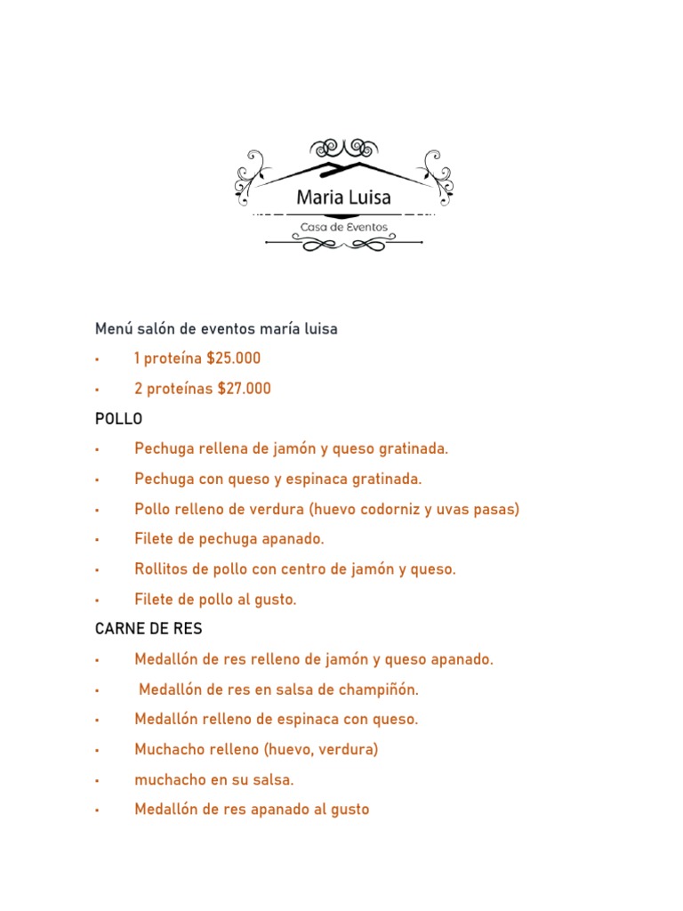 Menu Casa de Eventos Maria Luisa-1 | PDF