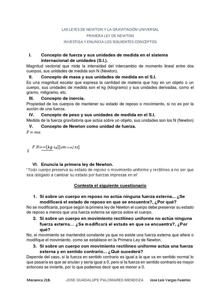 Tarea 3 - Leyes de Newton | PDF | Fuerza | Las leyes del movimiento de ...