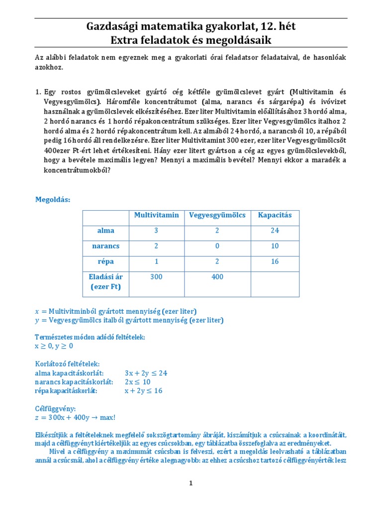 GM Gyak Het12 Extra Feladatok Megoldassal 2023 | PDF
