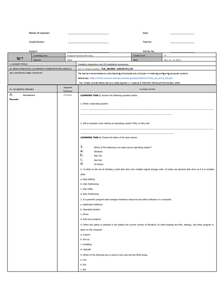 Tle Css10 Week7 | PDF | Operating System | Windows 10
