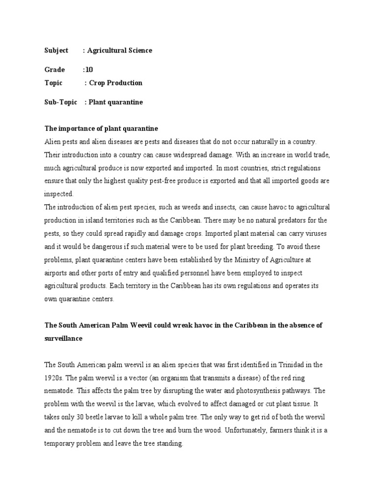 Plant Quarantine | PDF | Pest (Organism) | Plant Pathology