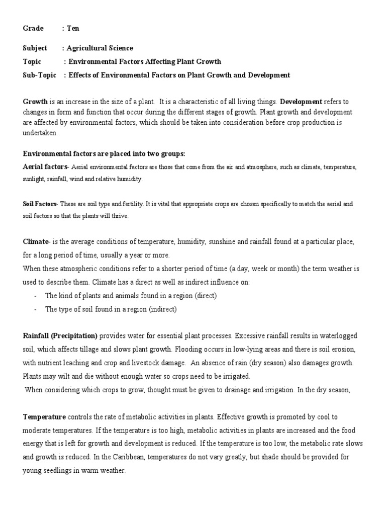 Plant Growth & Environment Factors | PDF | Soil | Humidity