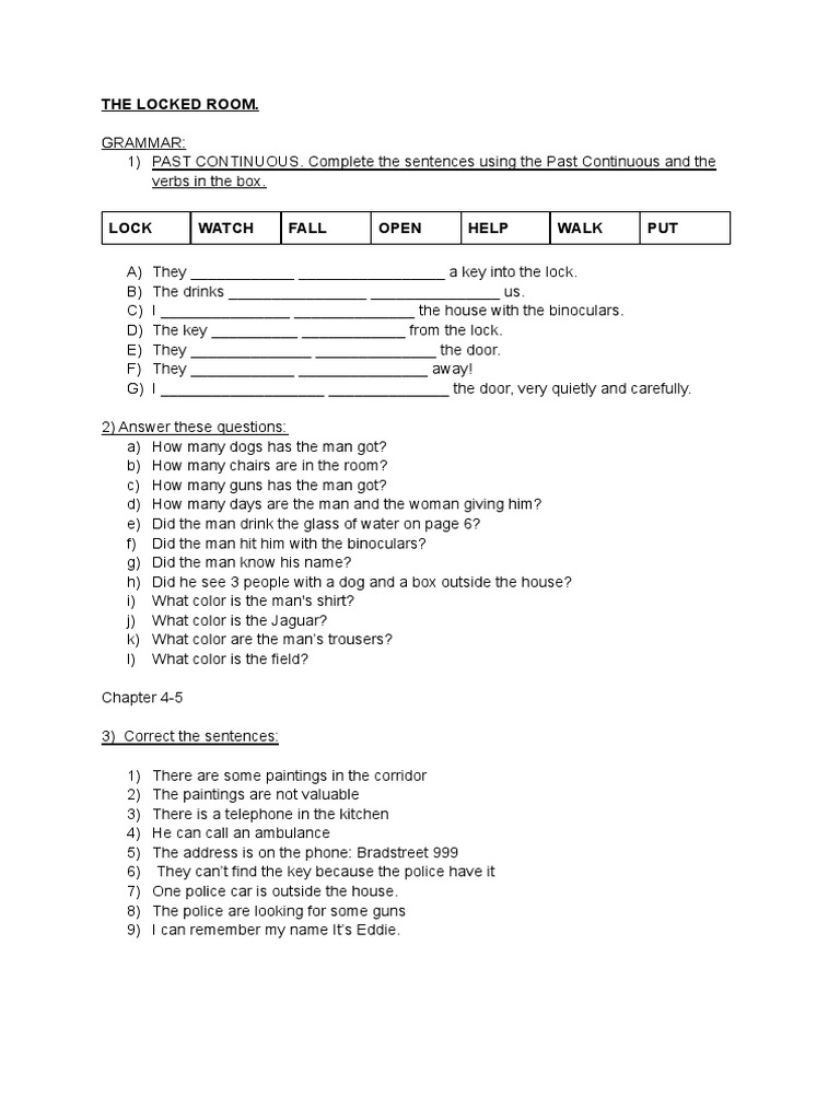 Past Continuous Grammar Exercises | PDF | Mystery, Thriller & Crime Fiction