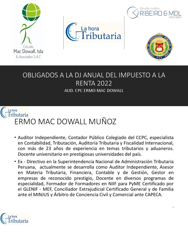 LHT Obligados A La DJ Anual Del Impuesto A La Renta 2022 | PDF | Impuestos | Impuesto sobre la renta